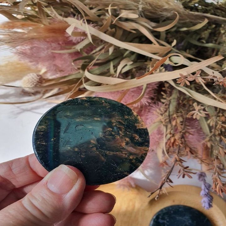 Green Moss Agate Disc | Happiness of Healing