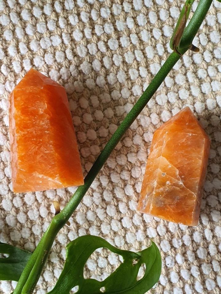 Orange Orchid Calcite Point | Happiness of Healing